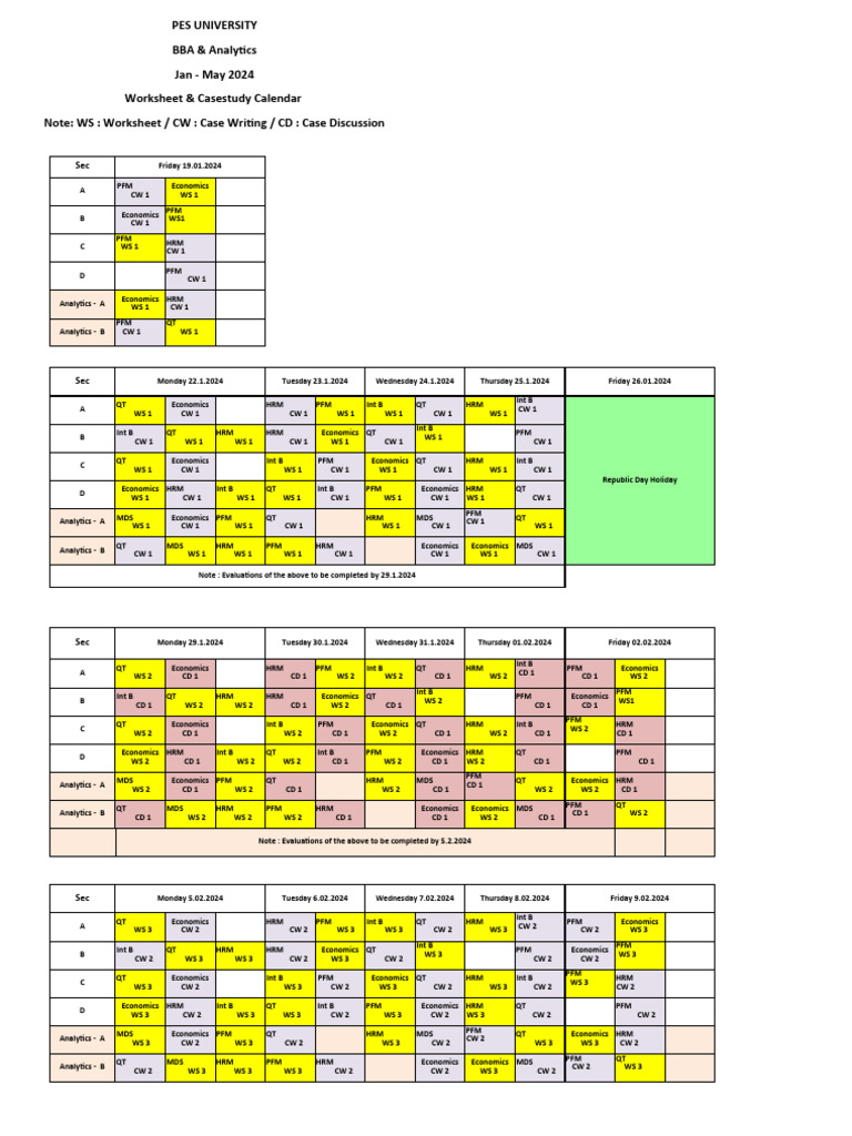 BBA & Analytics Study Schedule | PDF | Observances