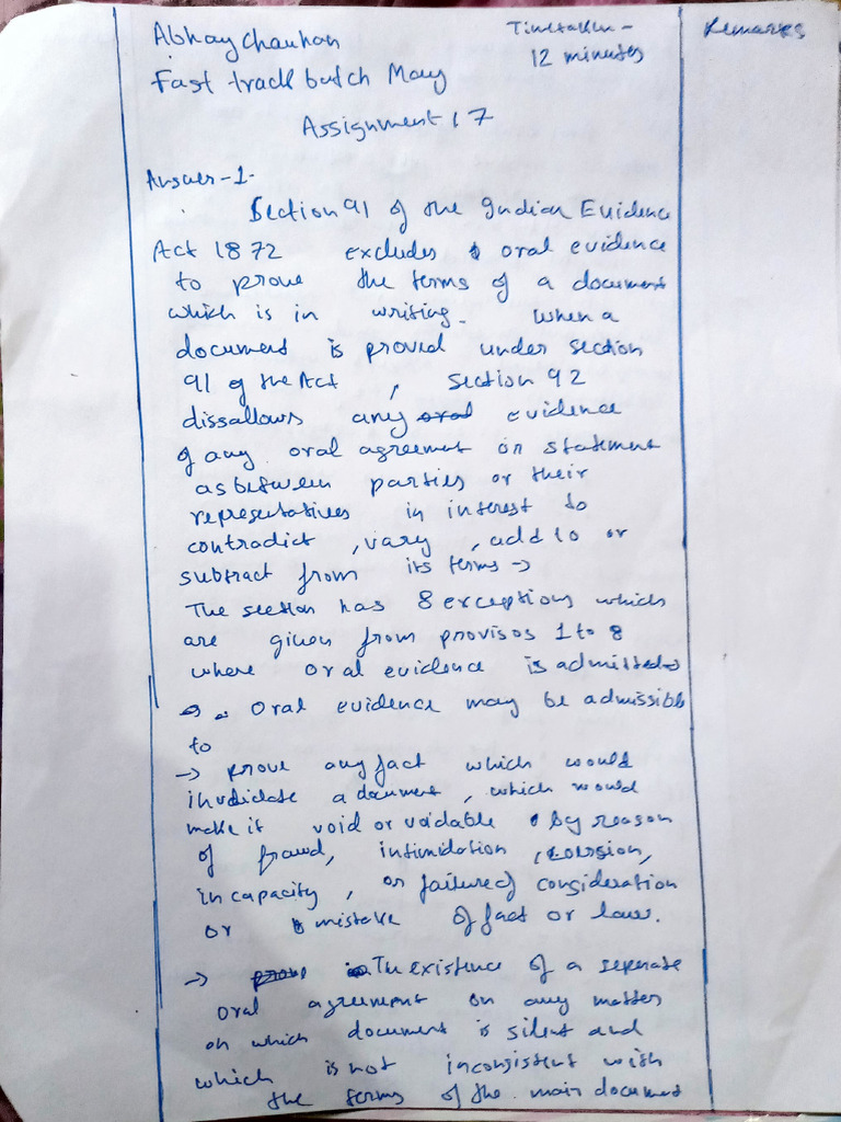 Assignment 17 Indian Evidence Act Abhay Chauhan | PDF