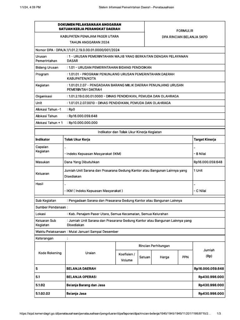 DPA Kantor Disdik | PDF