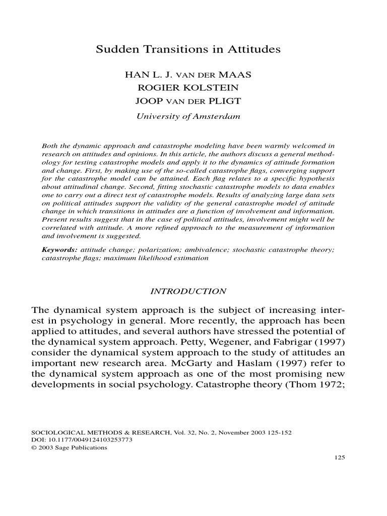 Van Der Maas Et Al 2003 Sudden Transitions in Attitudes | PDF | Akaike ...