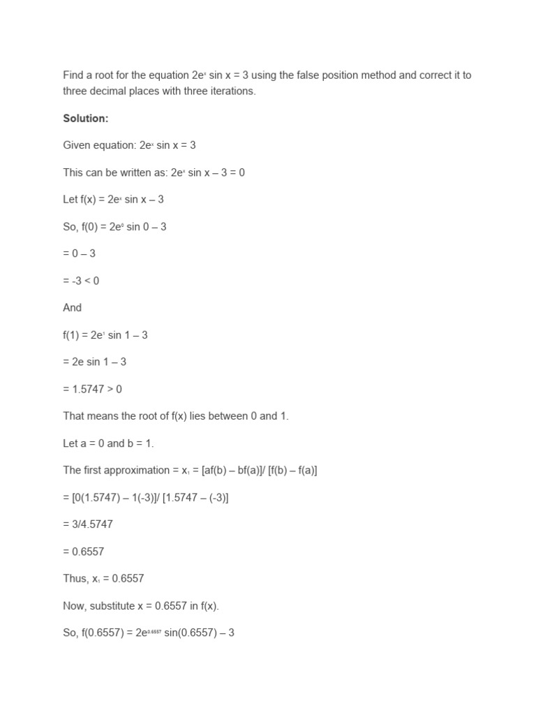 False Position Method for Roots | PDF