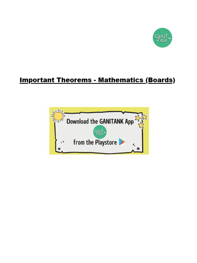 Important Mathematics Theorems for HSC | PDF