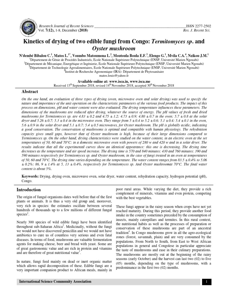 ELONGO Bertrand Guelor-Article 9 | PDF | Edible Mushroom | Fungus