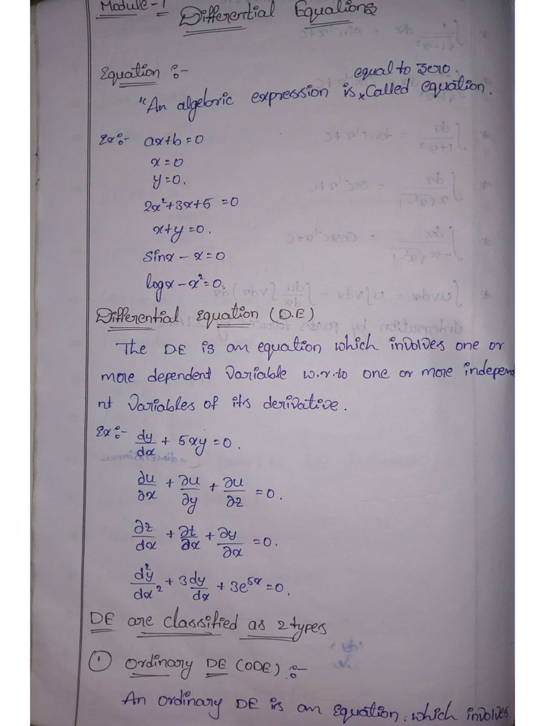 Maths Module - 1 DE | PDF