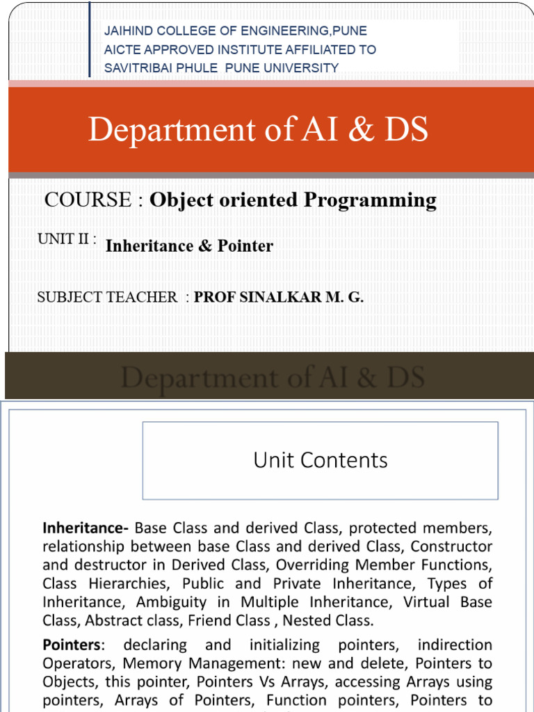 Oop Unit Ii Pdf Inheritance Object Oriented Programming Class Computer Programming