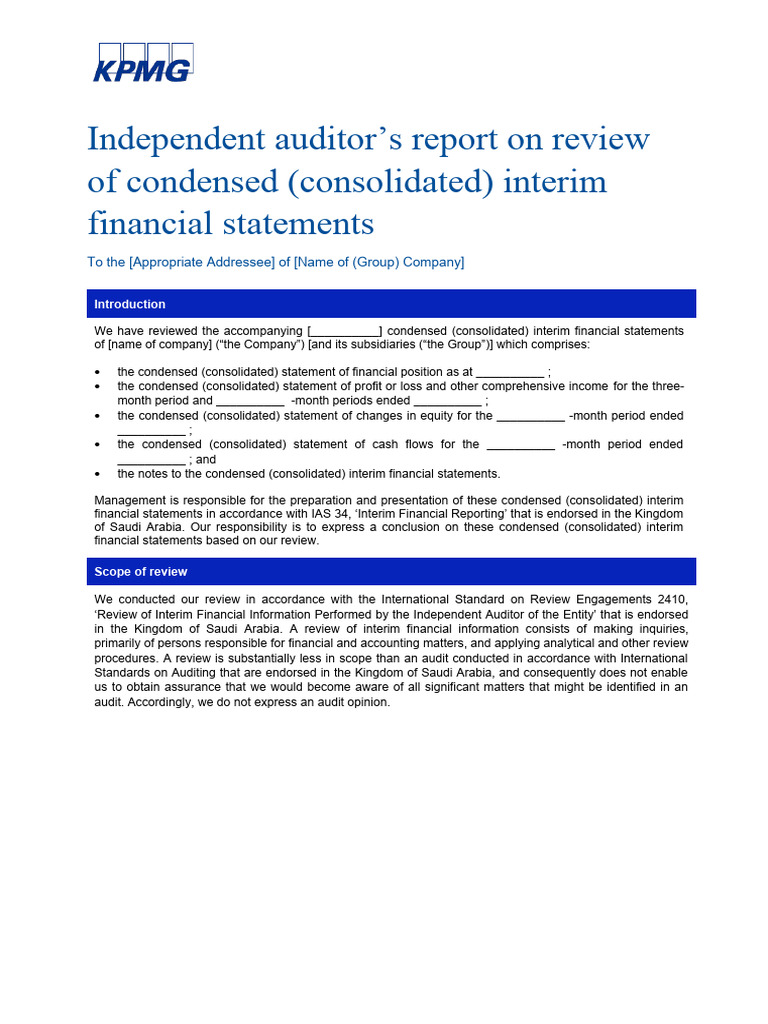 English - Listed Entities - Review Report ISA IFRS | Download Free PDF ...