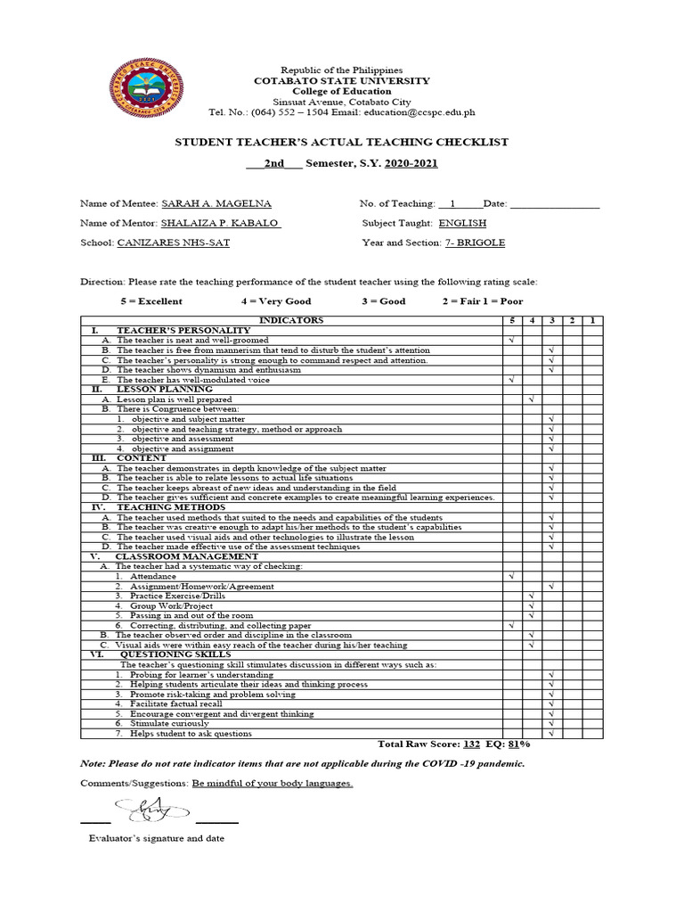 10 Checklist | PDF | Teachers | Teaching Method