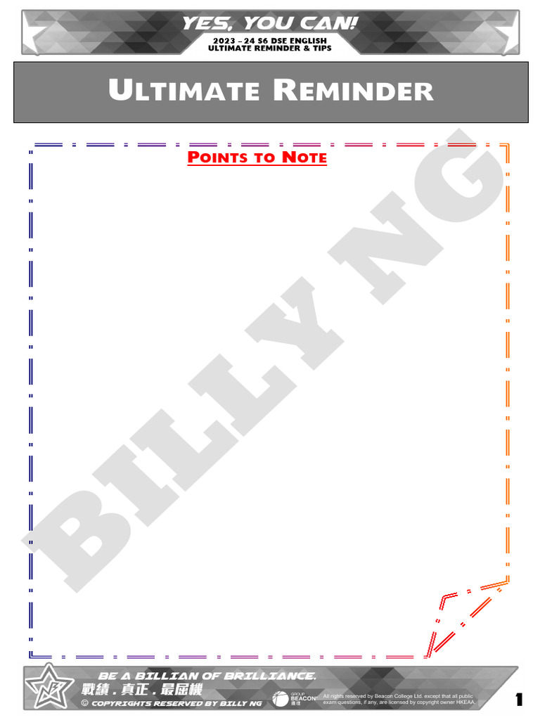 Ultimate Reminder: Billy NG | PDF | Teachers | Learning