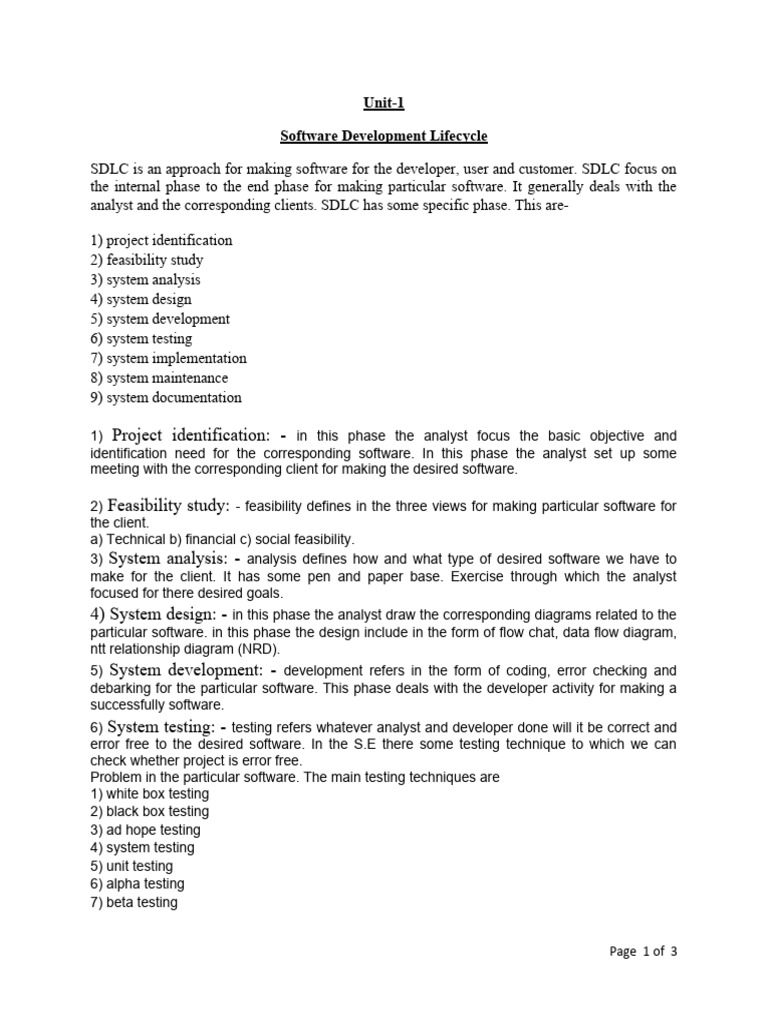 U1 - T5 - Software Development Lifecycle | PDF | Software Testing ...