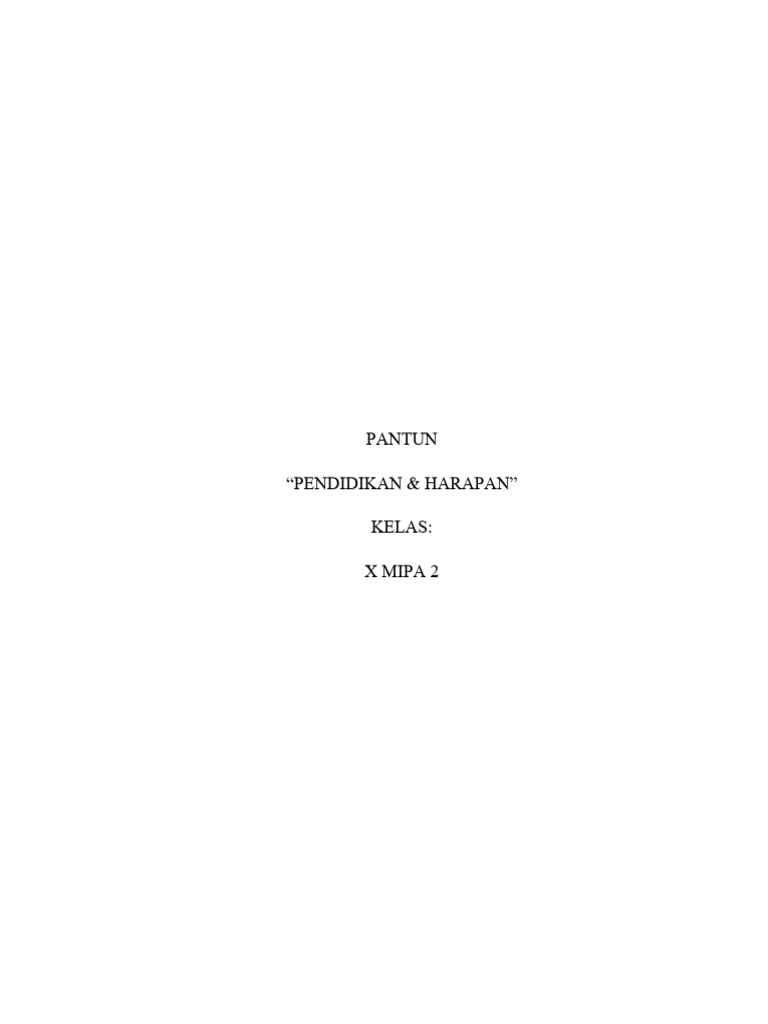 Pantun Pendidikan dan Harapan Siswa | PDF