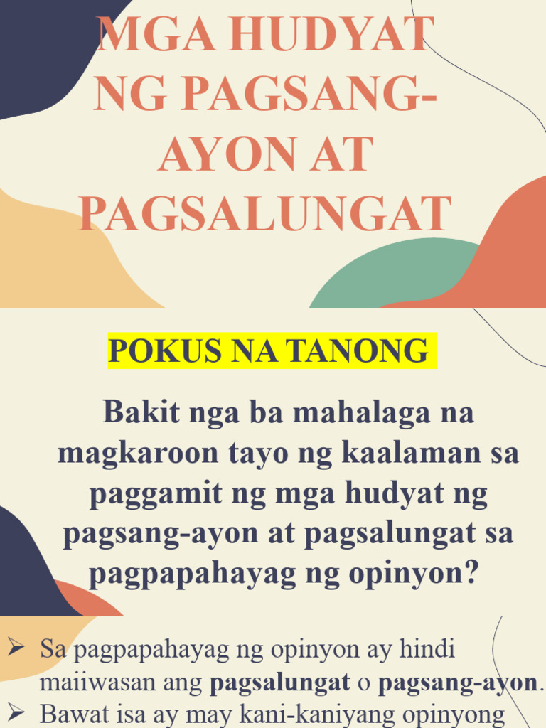 PagSANG-AYON AT PAGSALUNGAT | PDF