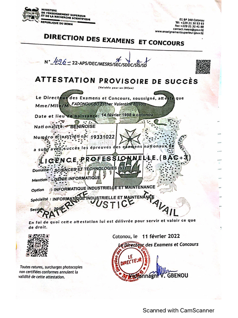 Attestation Provisoire | PDF
