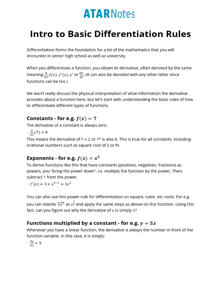 Differentiation Basics | Download Free PDF | Derivative | Multiplication