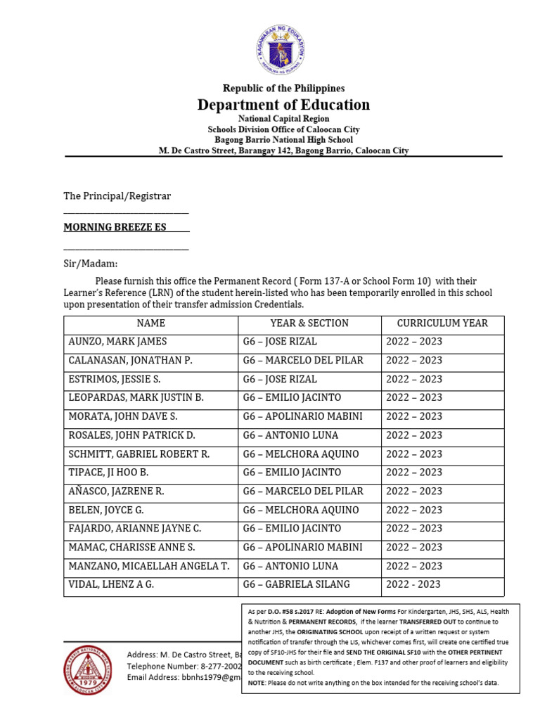 Request-Letter-Revised | PDF | Philippines