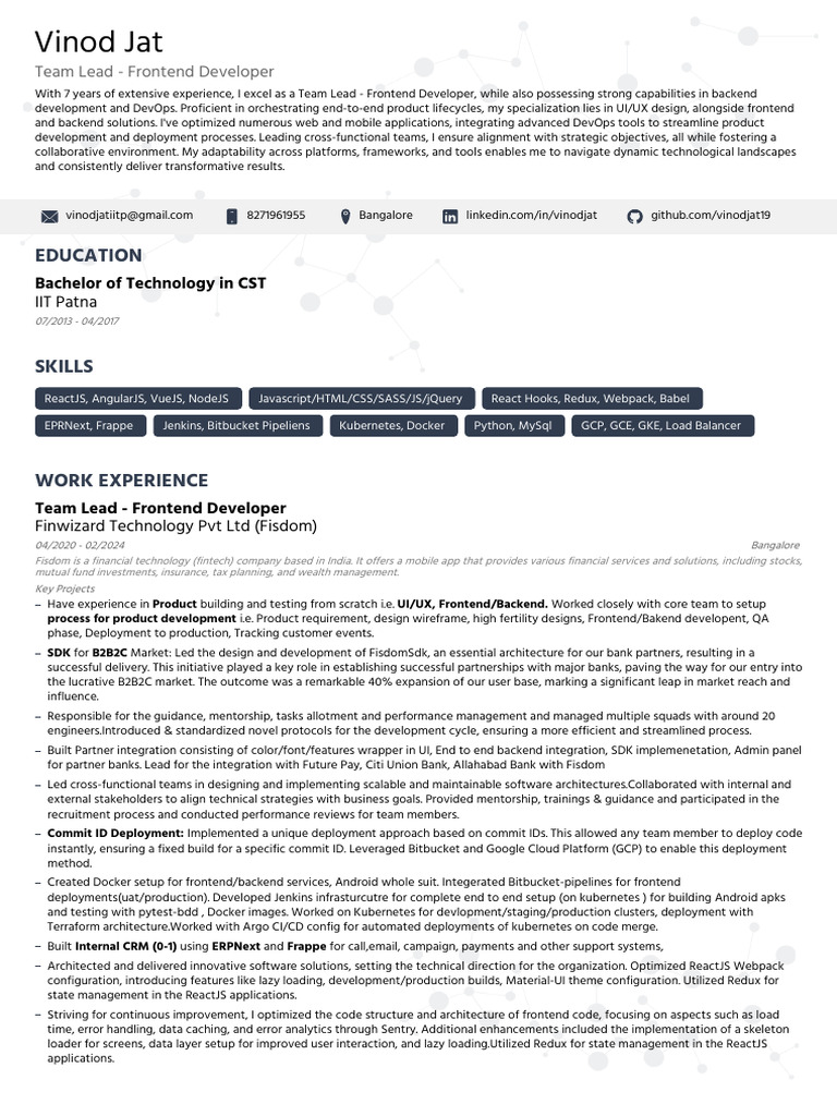 Vinod's Resume | PDF | Angular Js | Mobile App