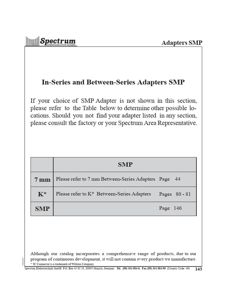 20xx-SPECTRUM-SMP Between Series Adapters | PDF | Electrical Connector ...