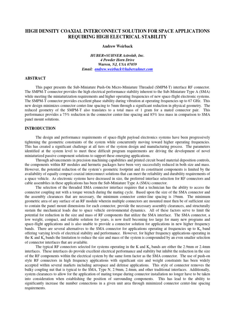20xx-HIGH DENSITY COAXIAL INTERCONNECT | PDF | Electrical Connector ...