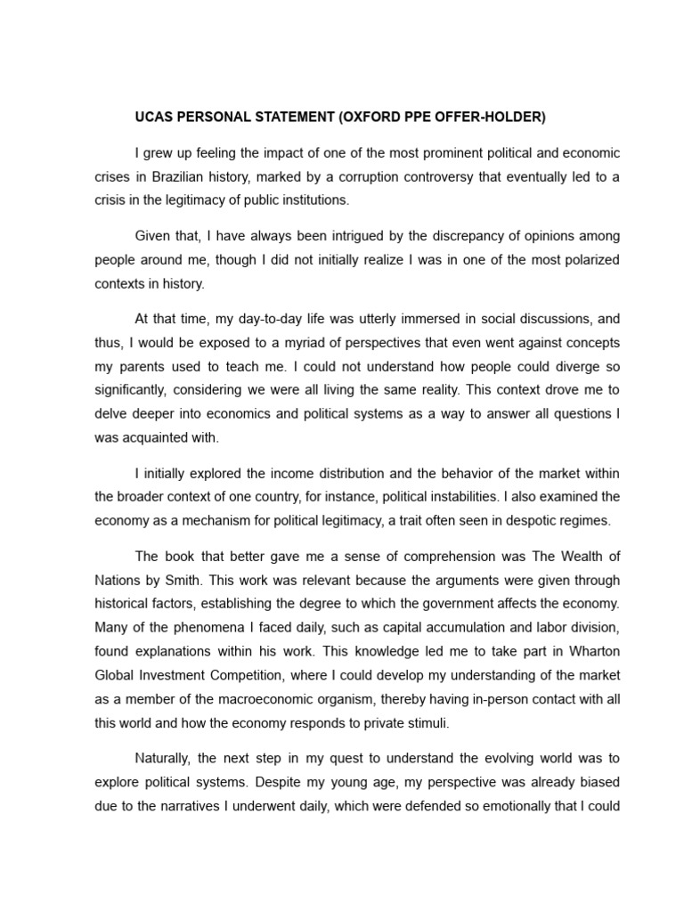 Insights from a PPE Personal Statement | PDF | Social Contract ...