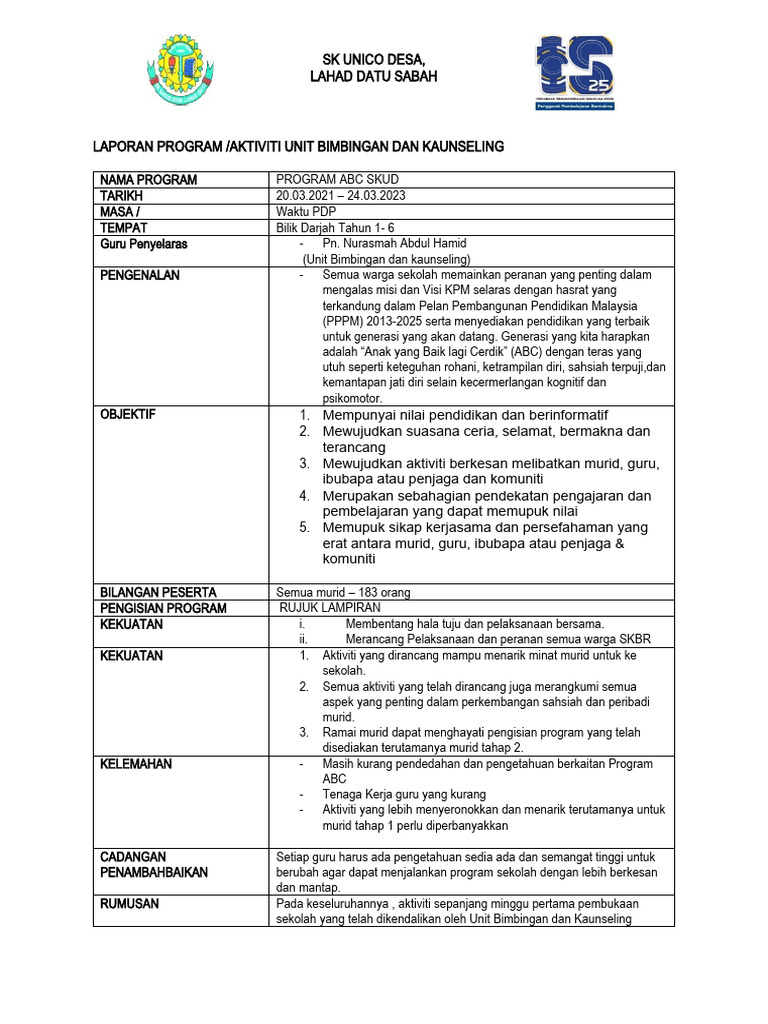 Laporan Program Ubk | PDF