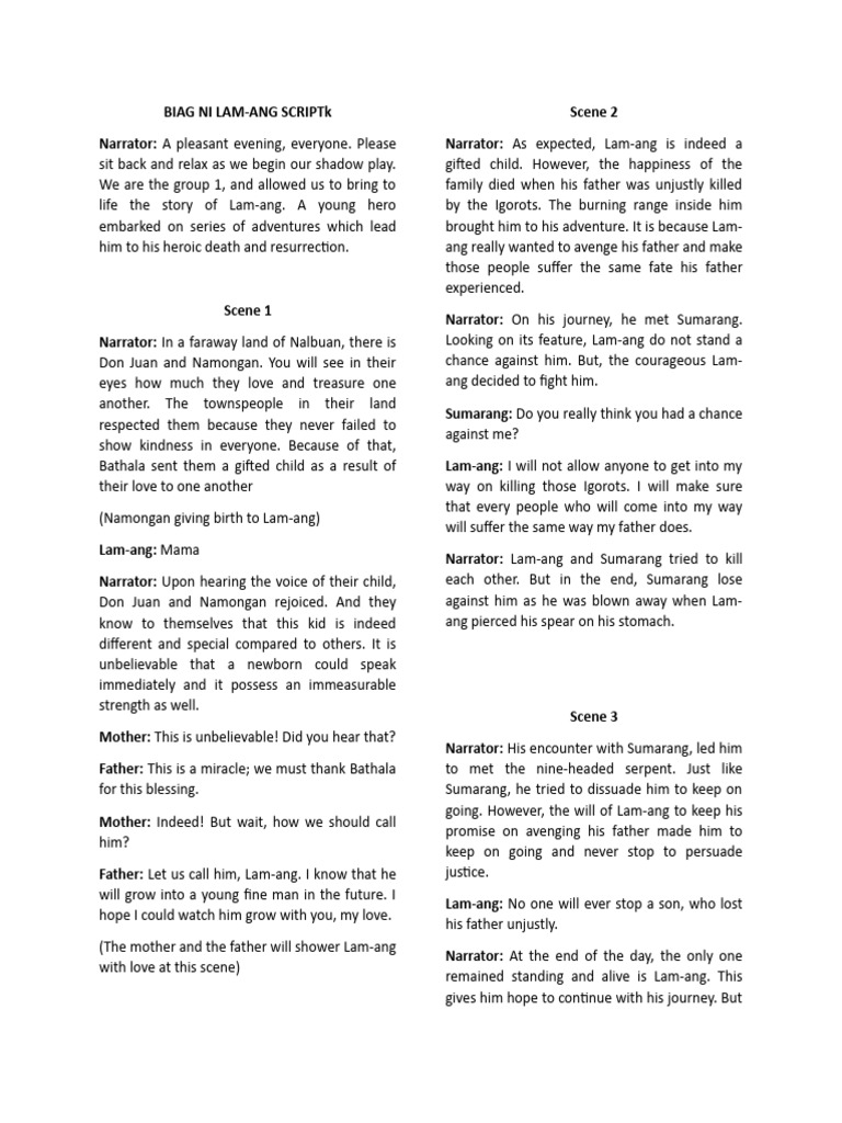 Phil Lit Biag Ni Lam Ang Script | PDF