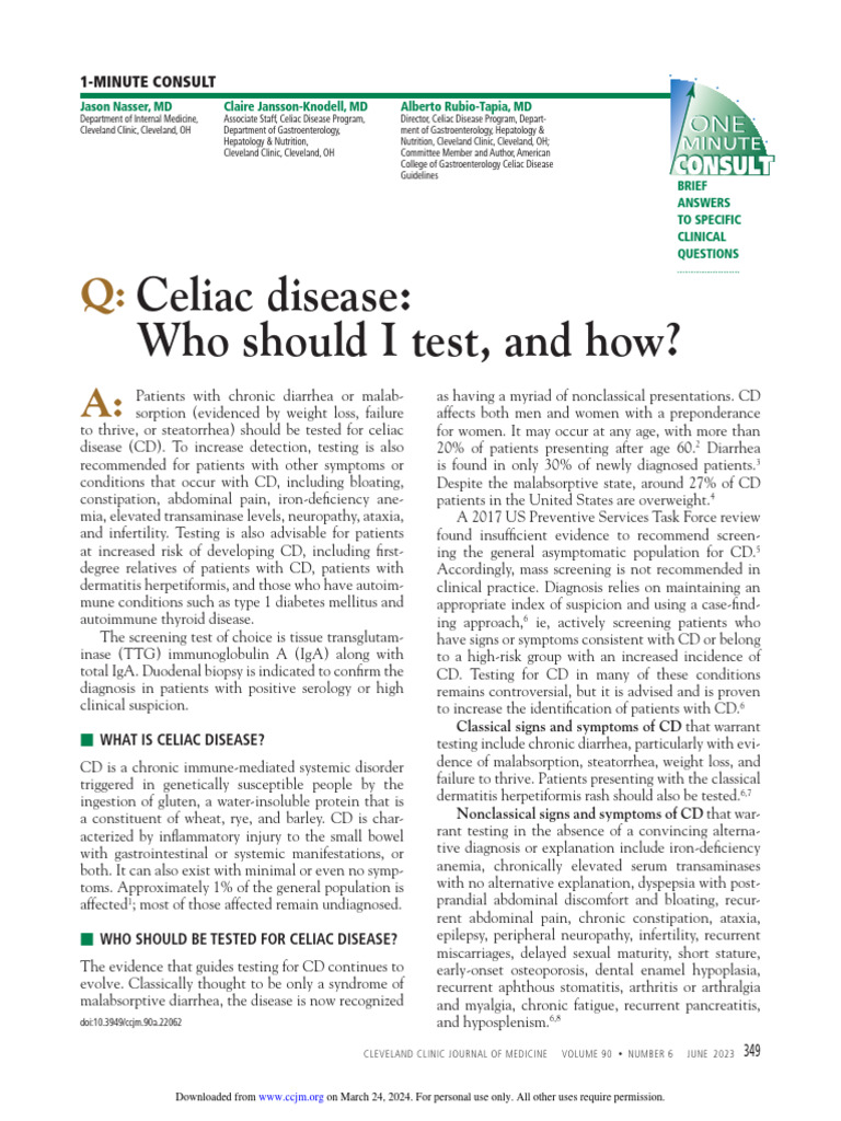Celiac Disease Who Should I Test, and How | PDF | Coeliac Disease | Gluten