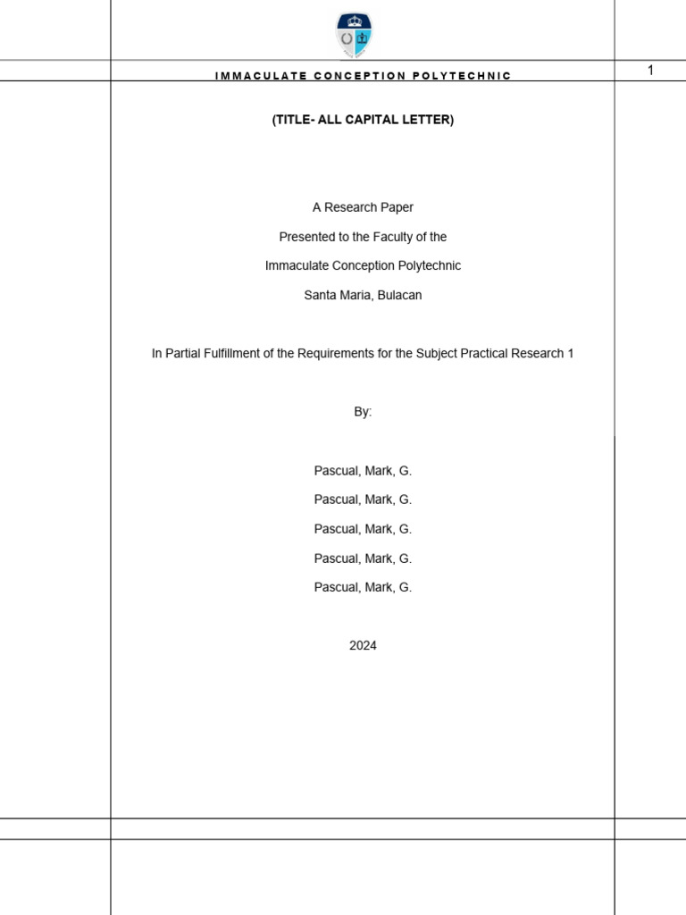 Research Methodology at Immaculate Conception Polytechnic | PDF ...