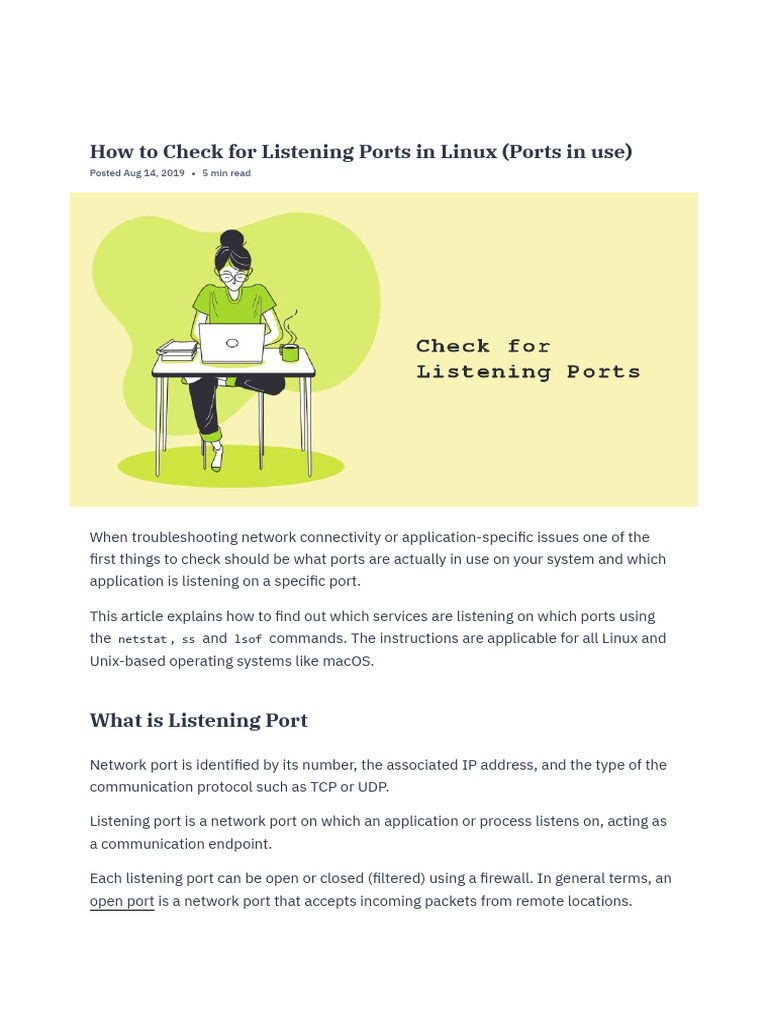 How To Check For Listening Ports in Linux | PDF | Port (Computer ...