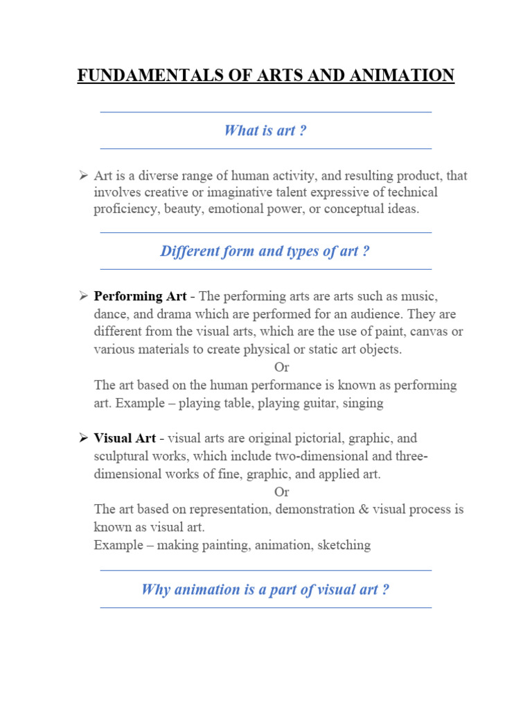 FUNDAMENTALS OF ARTS AND ANIMATION | PDF | Animation | 3 D Computer Graphics