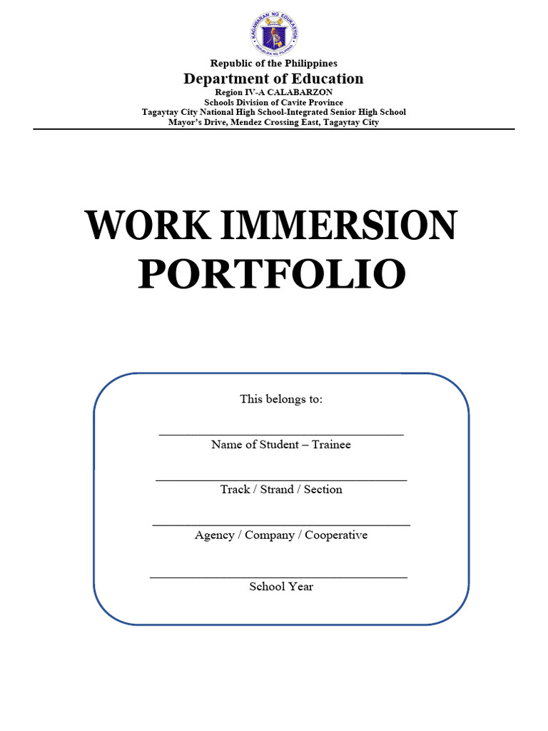 WORK-IMMERSION-PORTFOLIO (1) | PDF | Job Interview