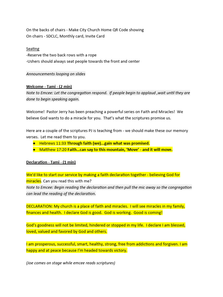 Service Wording - 9 - 4 - 2022 | Download Free PDF | Prayer | Jesus