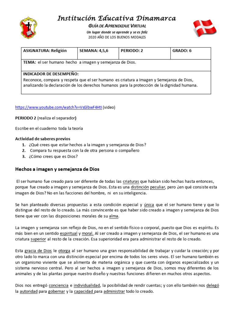 Rel - 06 - El Ser Humano Hecho A Imagen y Semejanza de Dios II - 2P | PDF | Humano | Dios