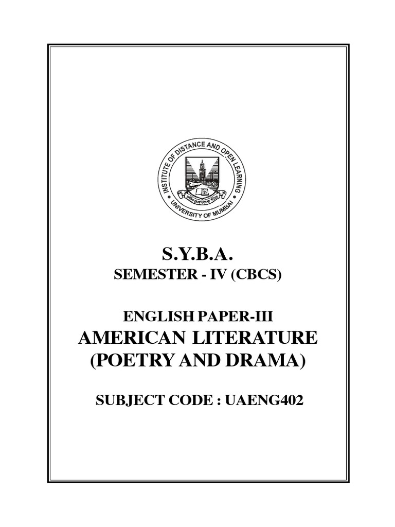English Paper III American Literature | PDF