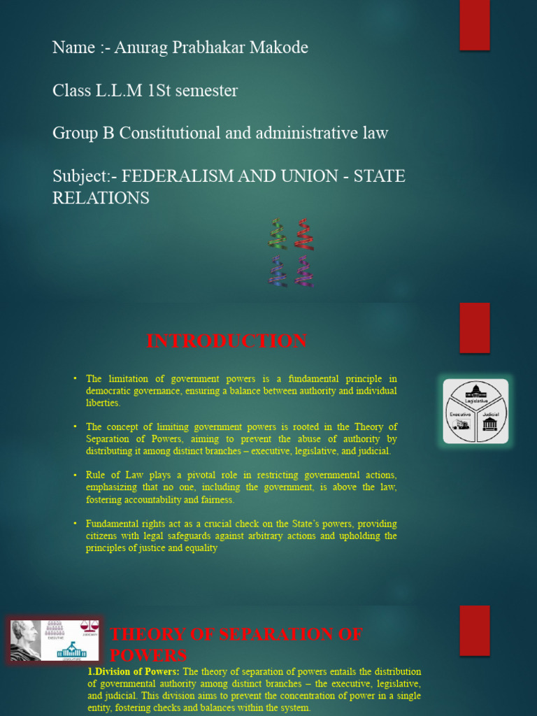 Federalism | PDF | Rule Of Law | Separation Of Powers