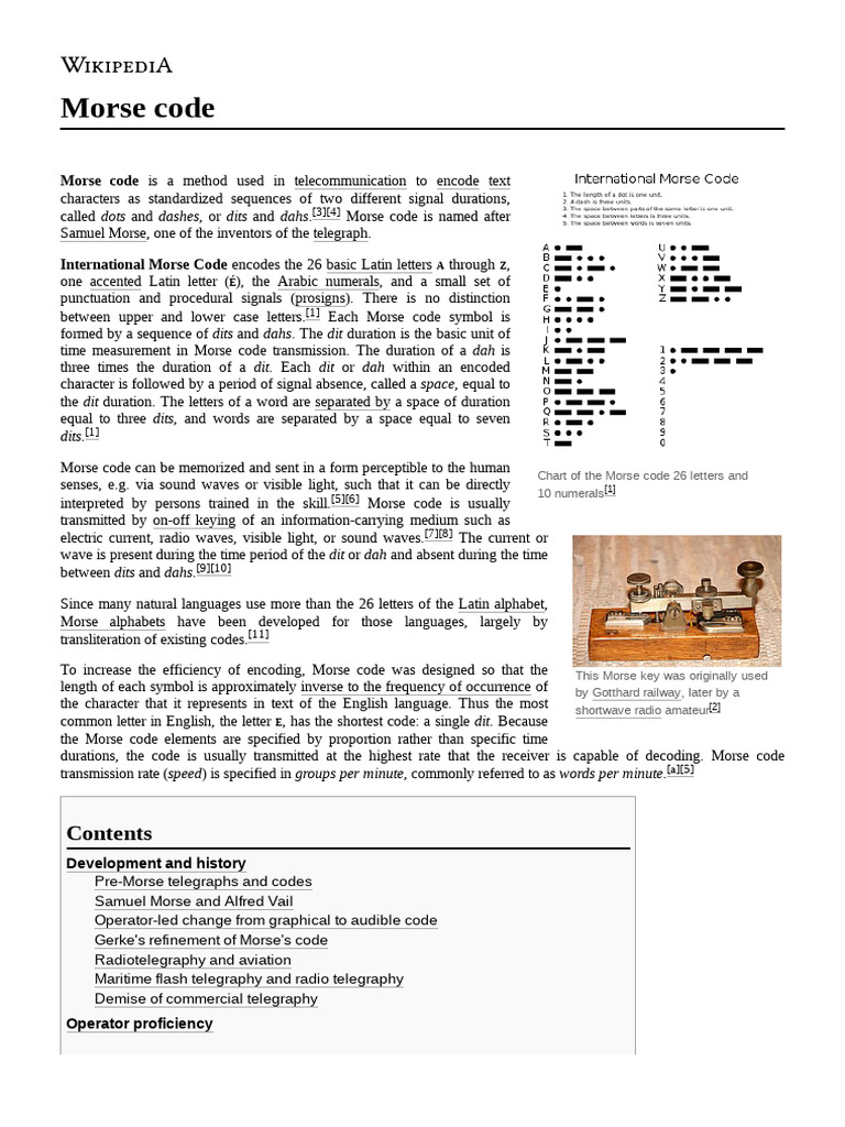 Morse Code | PDF | Information And Communications Technology | Telegraphy