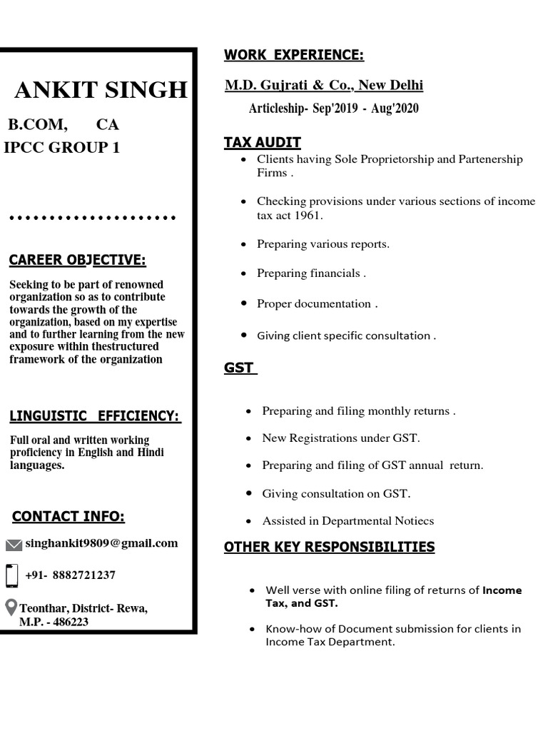 Ankit Singh Resume-1 | PDF | Accounting | Procedural Knowledge