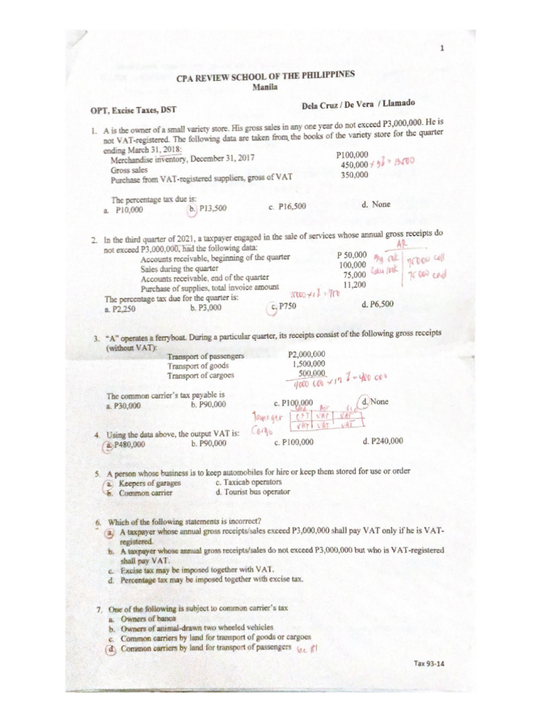 OPT Excise Answers | PDF