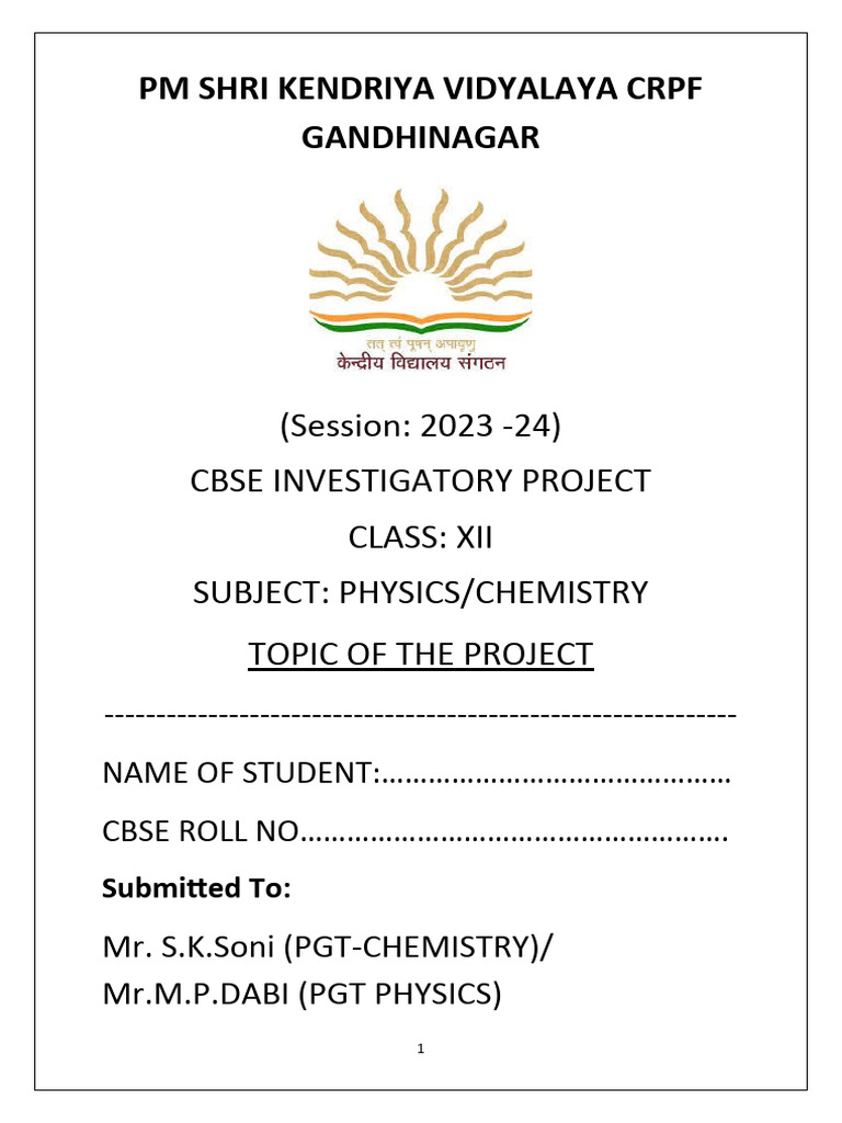 General Formate For Investigatory Project | PDF