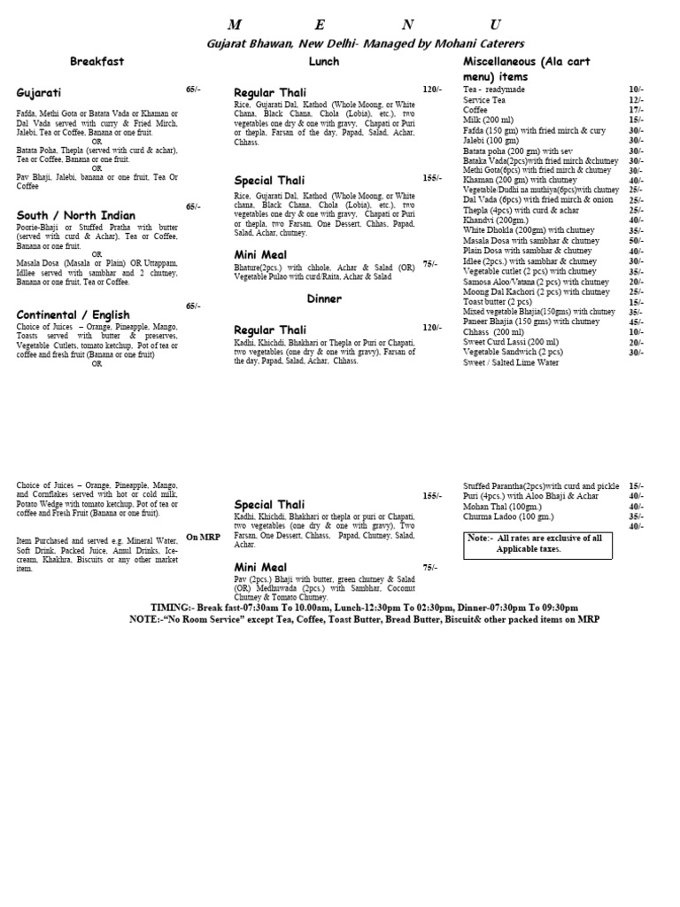 menu_and_new_rates | PDF | Chutney | Indian Cuisine