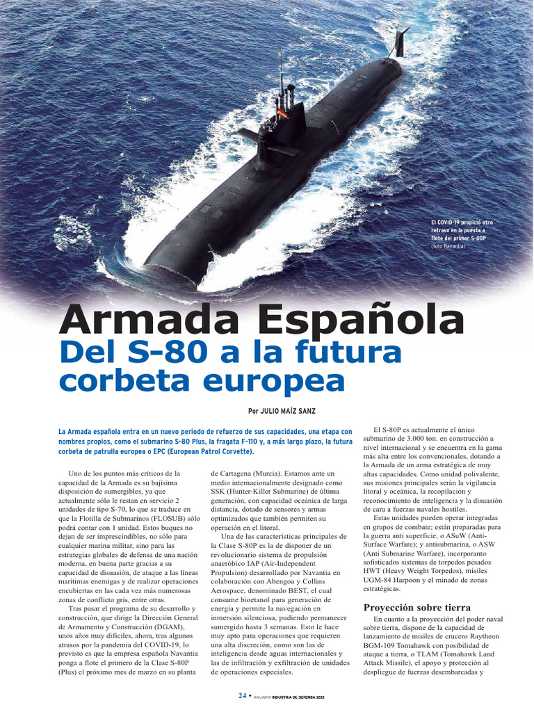Submarinos S-80P y Corbetas EPC en España | PDF | Submarinos | Marinas