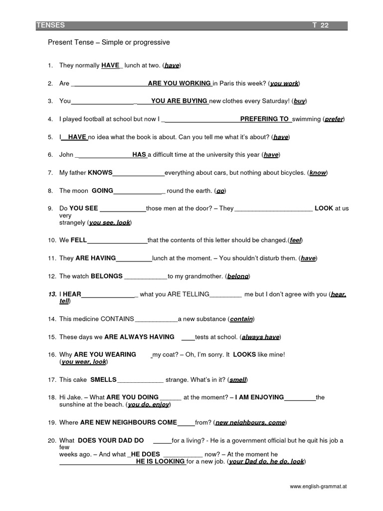 Present Progressive - Itson A1 | PDF