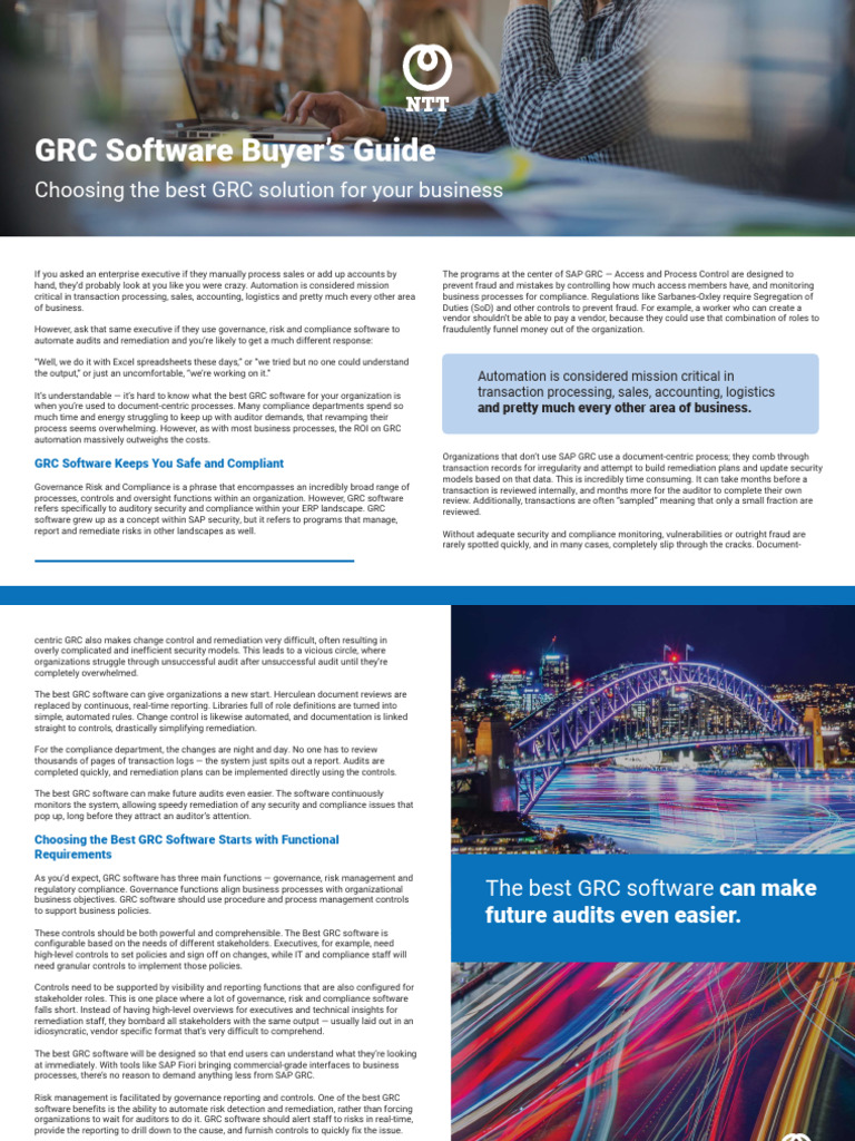 GRC Software Buyers Guide | Download Free PDF | Audit | Software