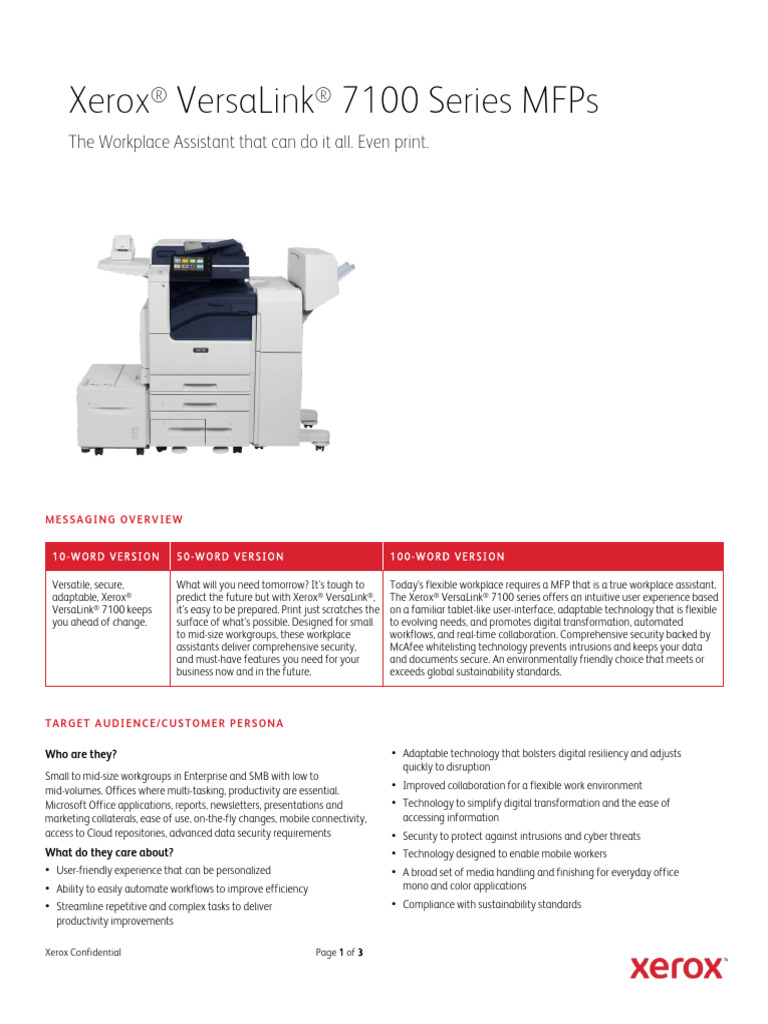 Xerox VersaLink 7100 Series MFPs Messaging Overview | PDF | Computer ...