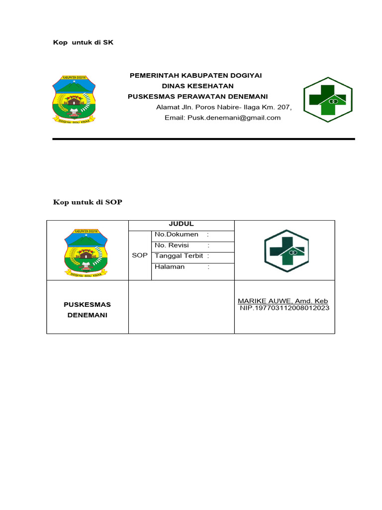Kop Untuk Di SK Dan SOP | PDF