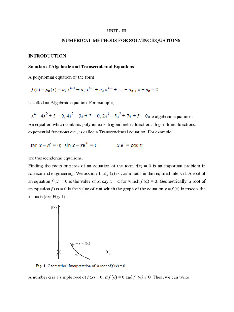 Unit 3-Numerical Methods For Solving Equations | PDF | Equations ...