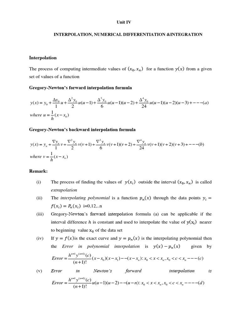 Unit 4 - Interpolation, Numerical Differentiatio-Updated | PDF ... Unit 4 - Interpolation, Numerical Differentiatio-Updated | PDF ...
