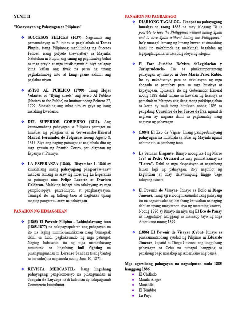 Yunit Ii-V - Pamamahayag | PDF