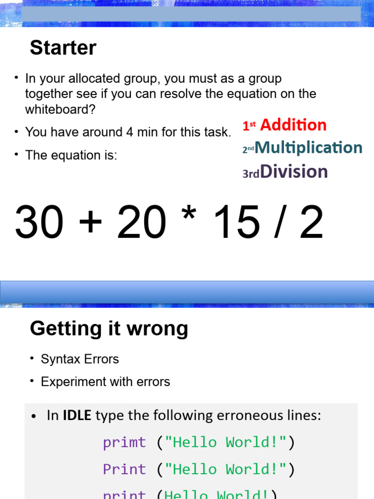 Python L2 Calculations and Variables | PDF | Python (Programming Language) | Variable (Computer ...
