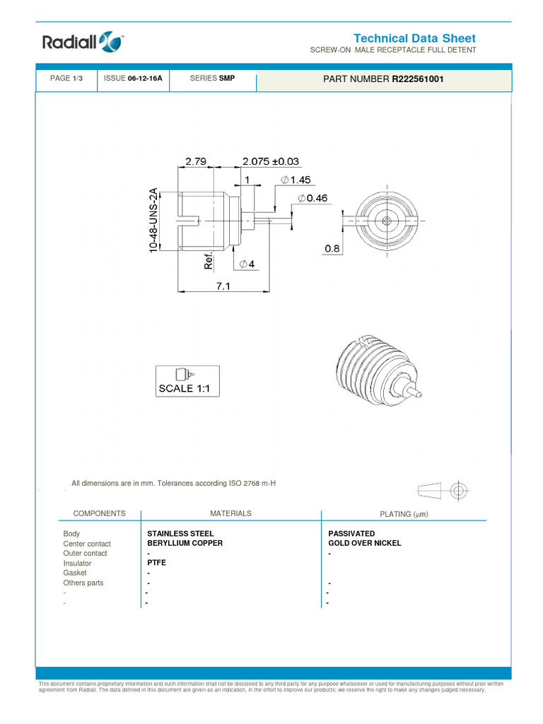 Technical Data Sheet: 06-12-16A SMP | PDF | Insulator (Electricity) | Electrical Connector