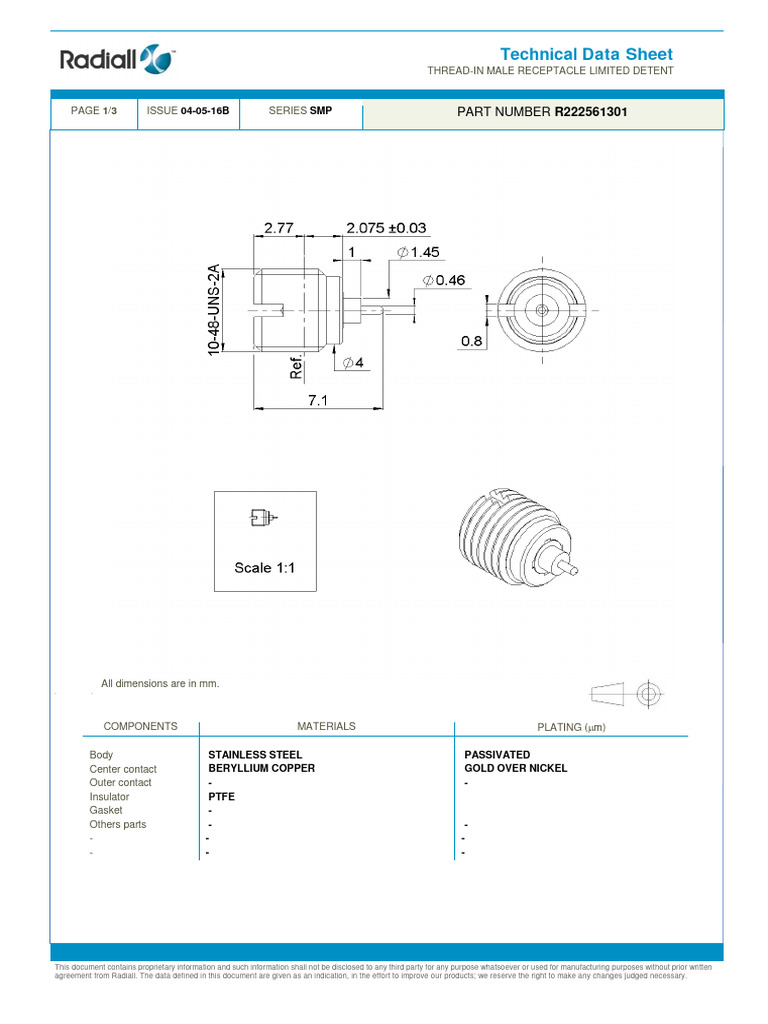 Technical Data Sheet: 04-05-16B SMP | PDF | Insulator (Electricity ...