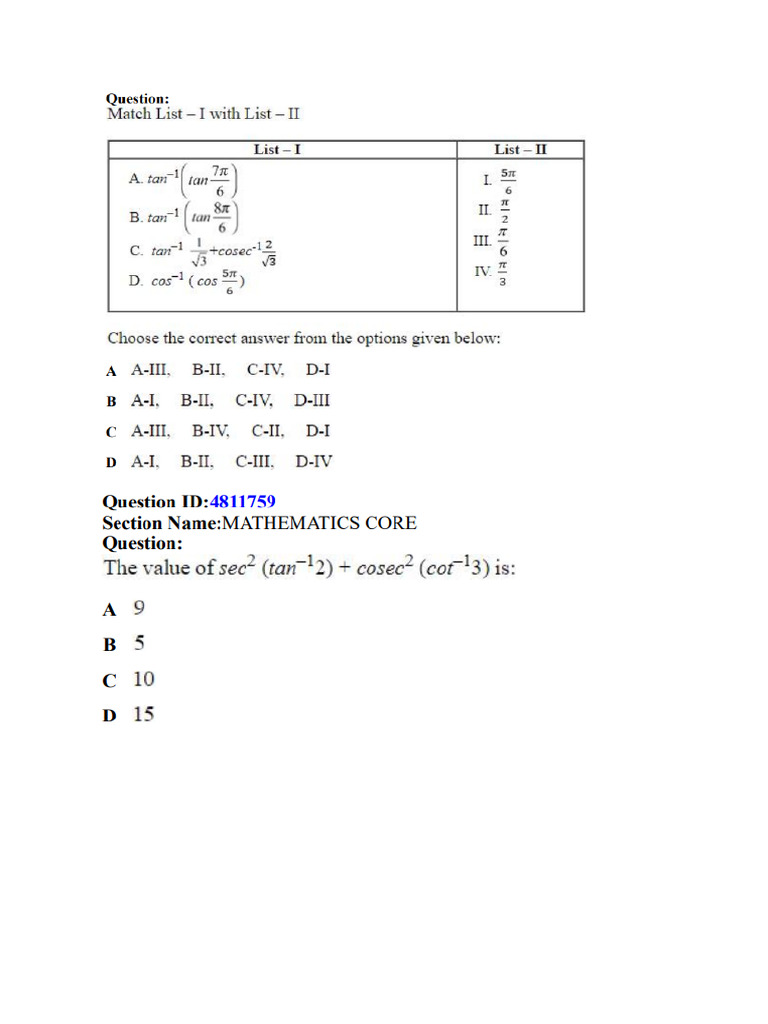 Inverse Trigonometric Functions | PDF